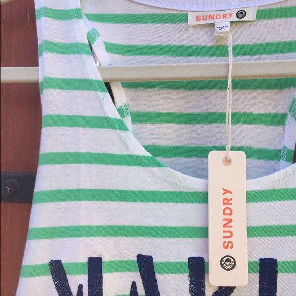 Anthropologie | Tops | New Sundry Marine Logo Striped Racerback Tank S ...
